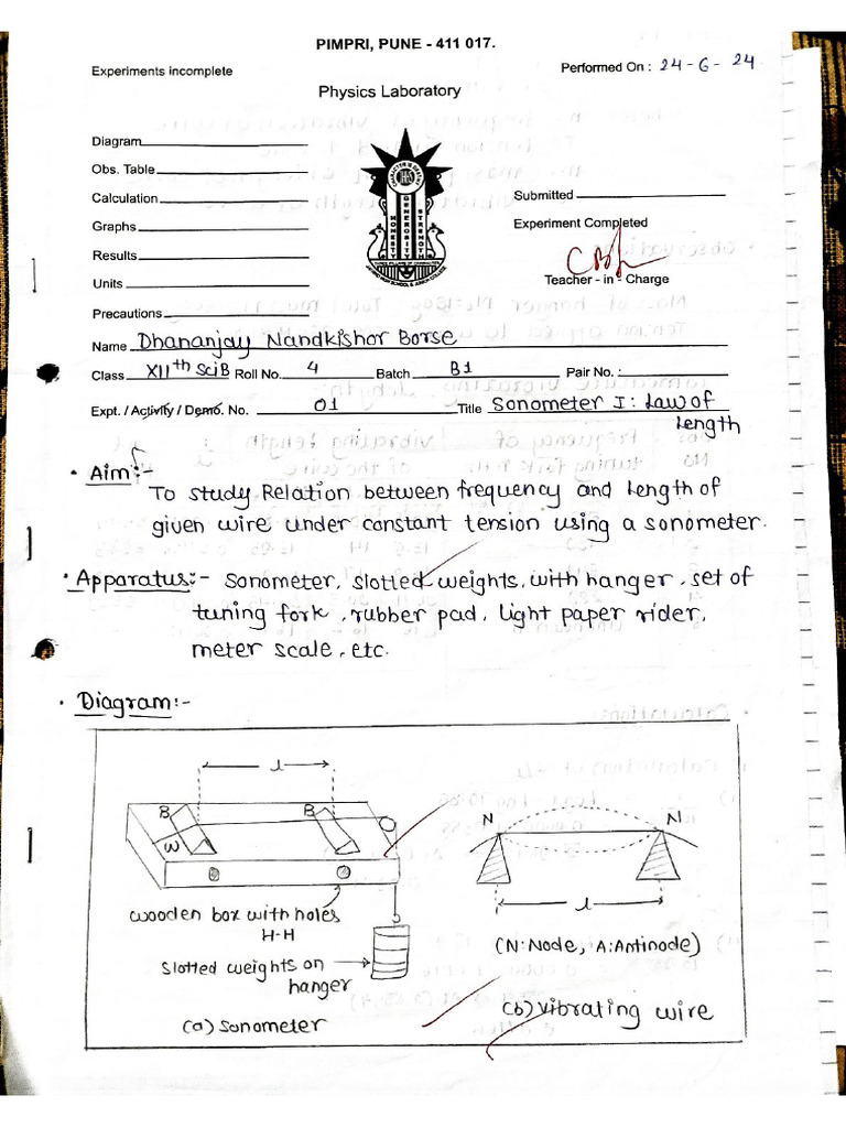 Physics Practicals Class12th | PDF