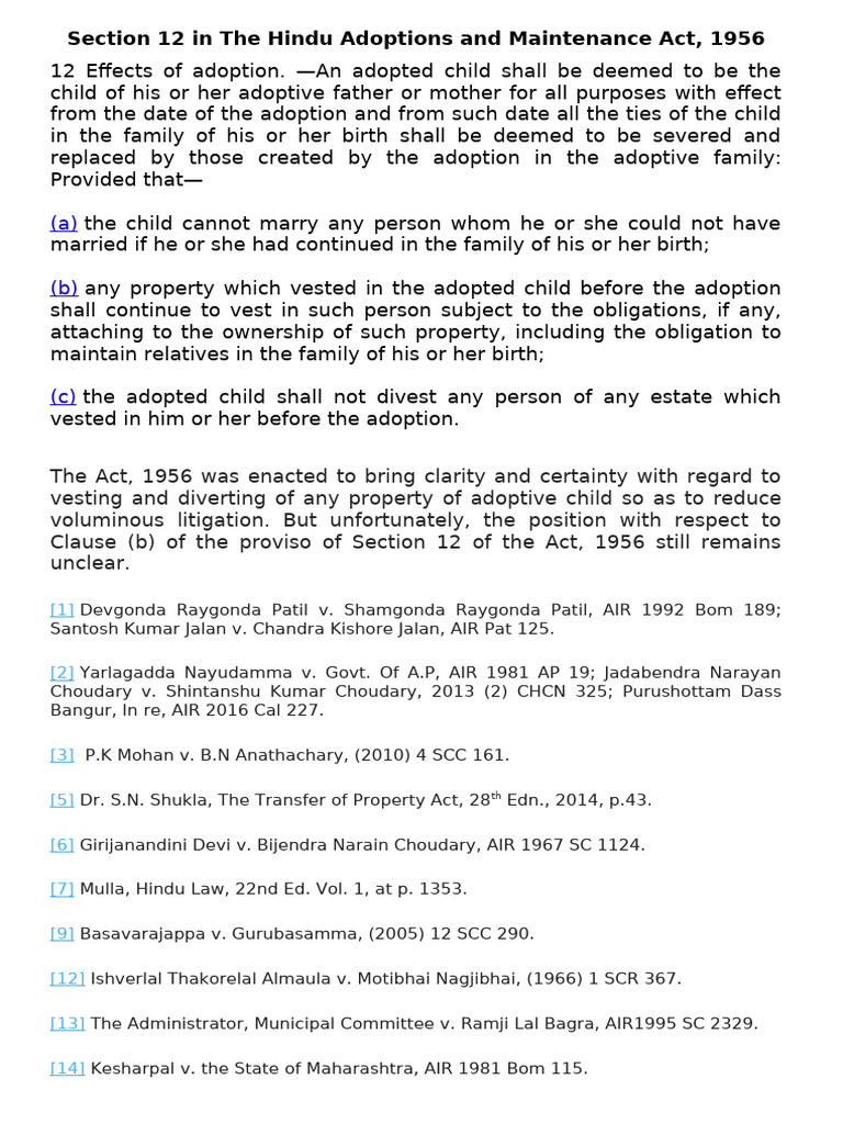 Effects of Adoption Under Section 12 | PDF
