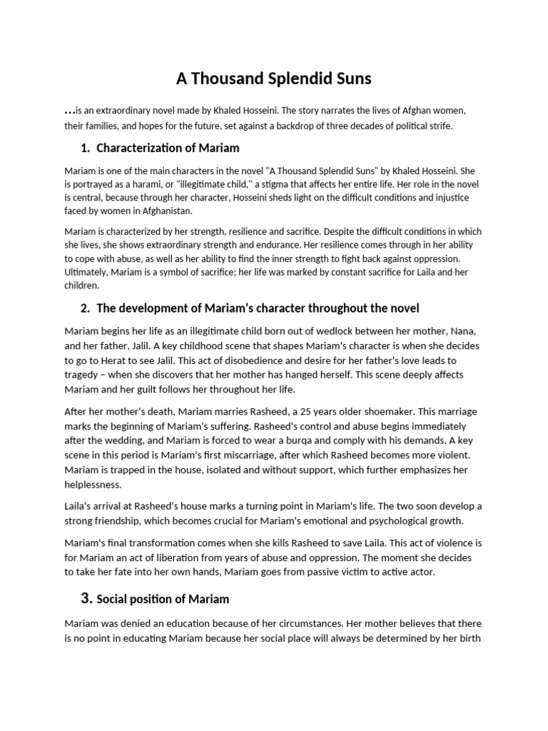 A Thousand Splendid Suns | PDF | Social Psychology