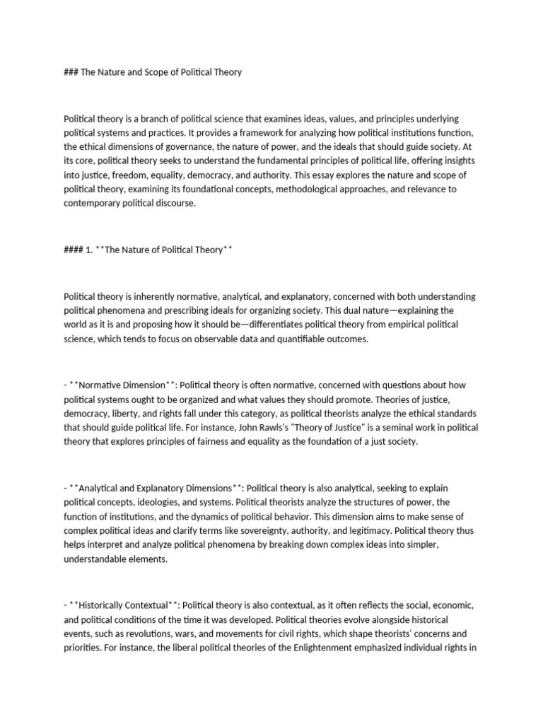 The Nature and Scope of Political theory-WPS Office | PDF | Political ...
