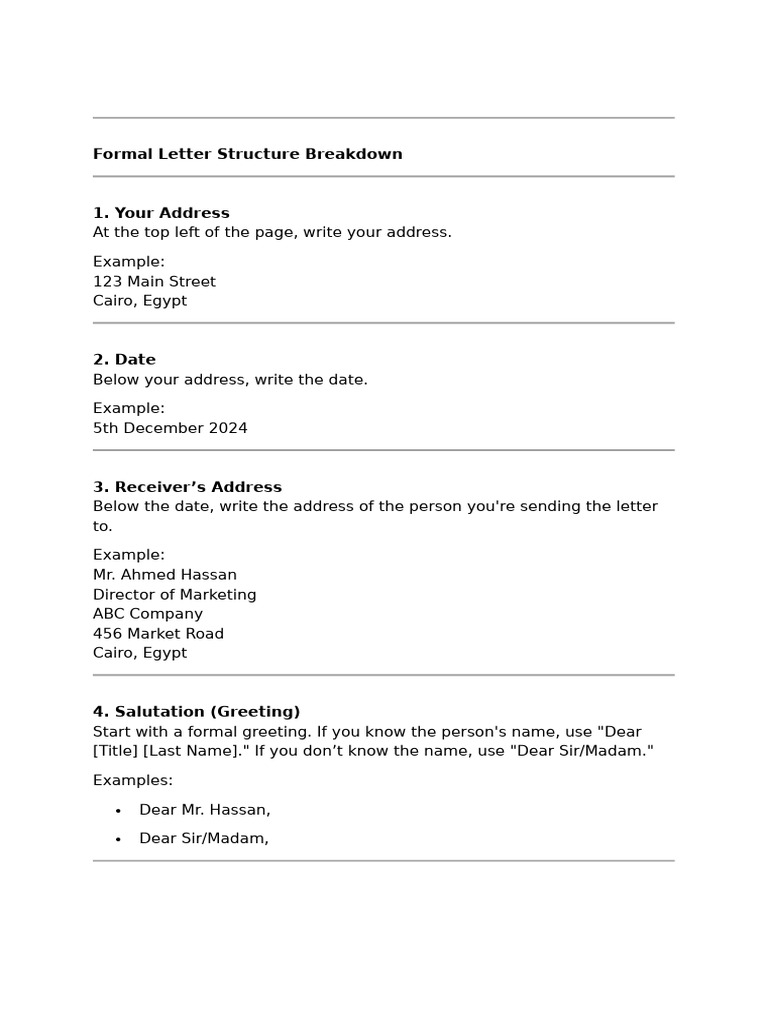 Formal Letter Structure Breakdown | PDF | Madam