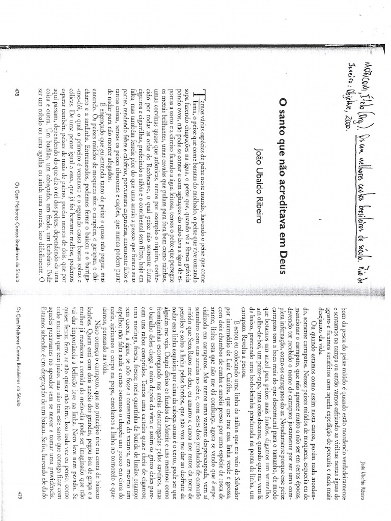 4. RIBEIRO, João Ubaldo. O Santo Que Não Acreditava Em Deus | PDF
