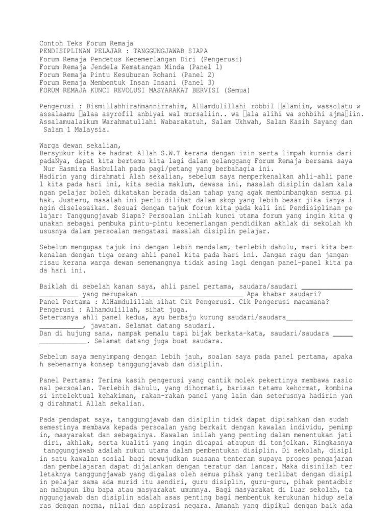 Teks Forum Remaja 1 | PDF