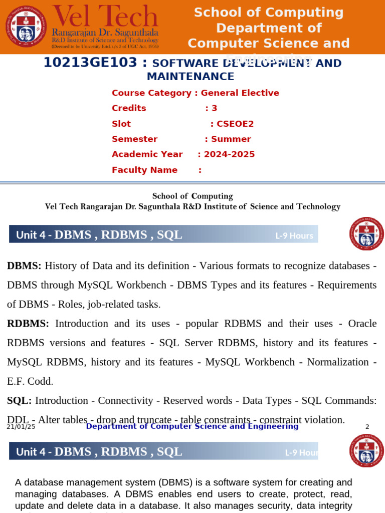 SDM_Unit 4 | PDF | Databases | Relational Database