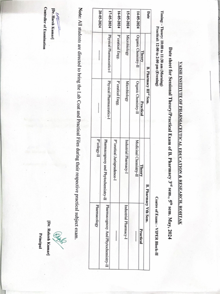 3rd & 5th 2nd Sessional Exam Date Sheet | PDF