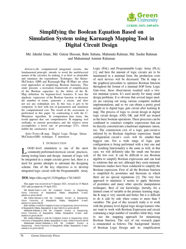 Simplifying The Boolean Equation Based o | PDF | Computing | Mathematical Logic