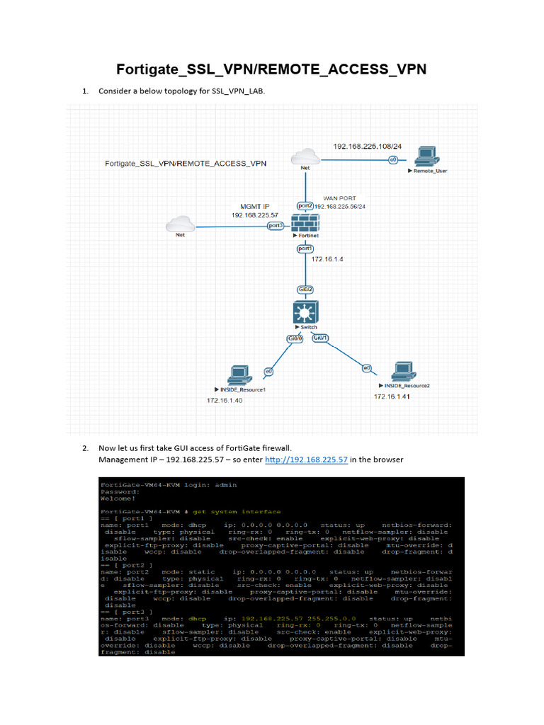 SSL VPN - REMOTE ACCESS VPN - Fortigate | PDF | Virtual Private Network ...