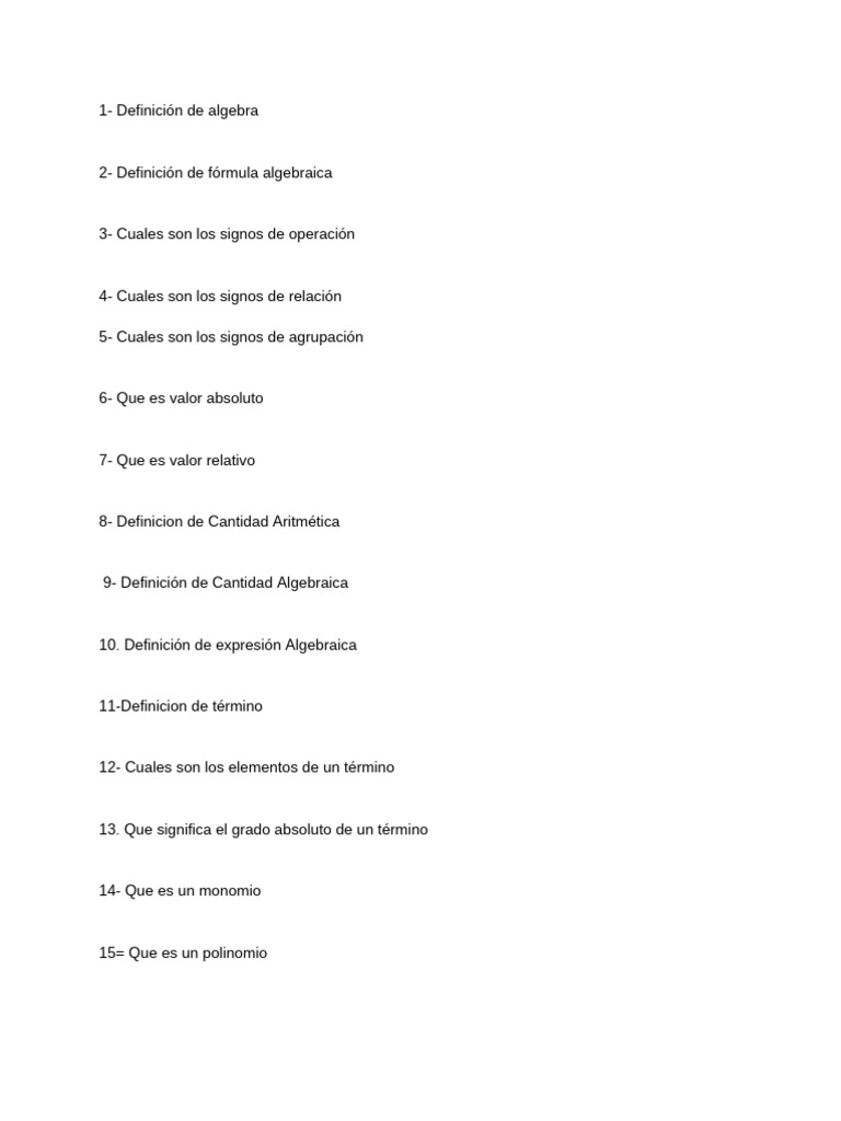 1- Definición de Algebra | PDF