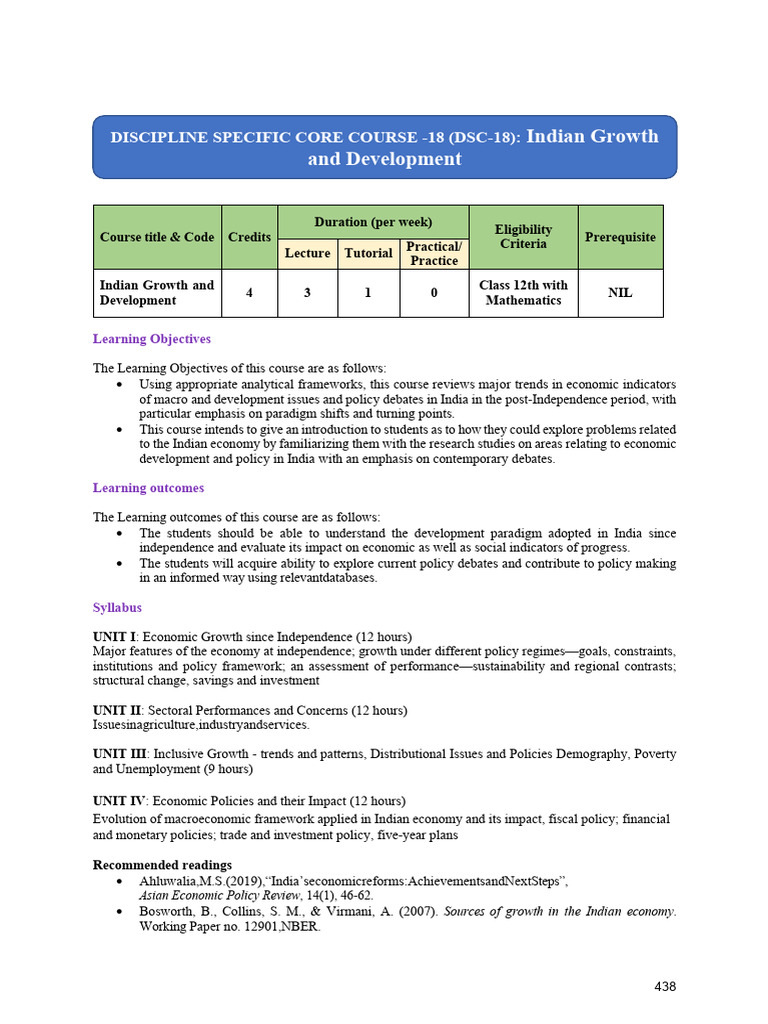 Sem 6 Economics Syllabus -1 | PDF | Macroeconomics | Policy