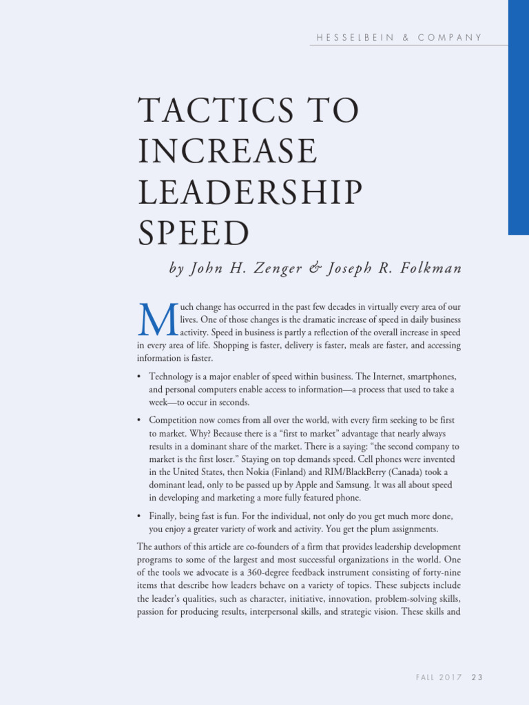 Boosting Leadership Speed Tactics | PDF | Leadership | Attitude ...