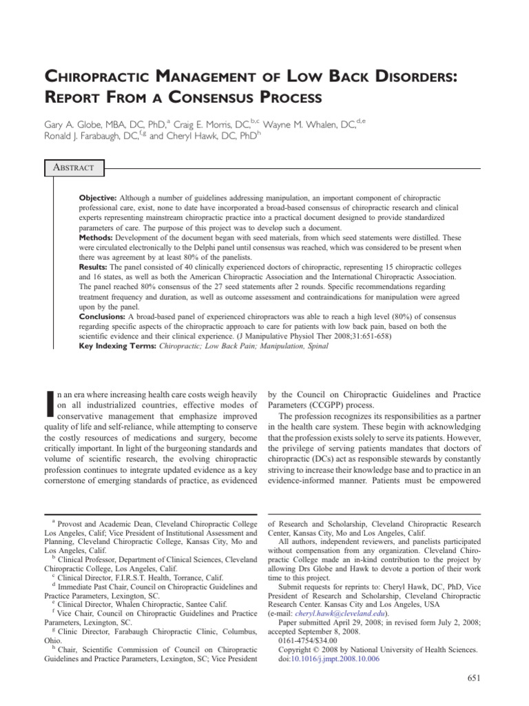 Chiropractic Management of Low Back Disorders Rep | PDF | Chiropractic ...