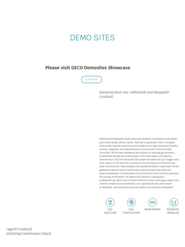 Demo Sites - GECO - Geothermal Emission Control | PDF | Geothermal ...