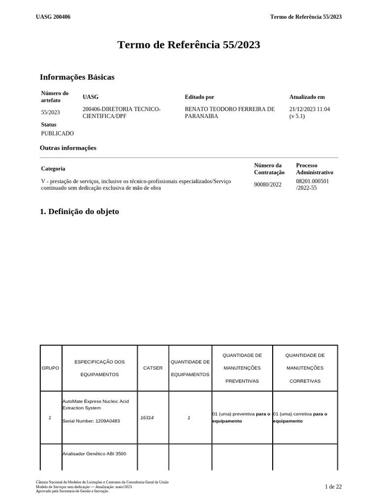 Manutenção de Equipamentos Forenses PF | PDF | Desperdício | Inovação
