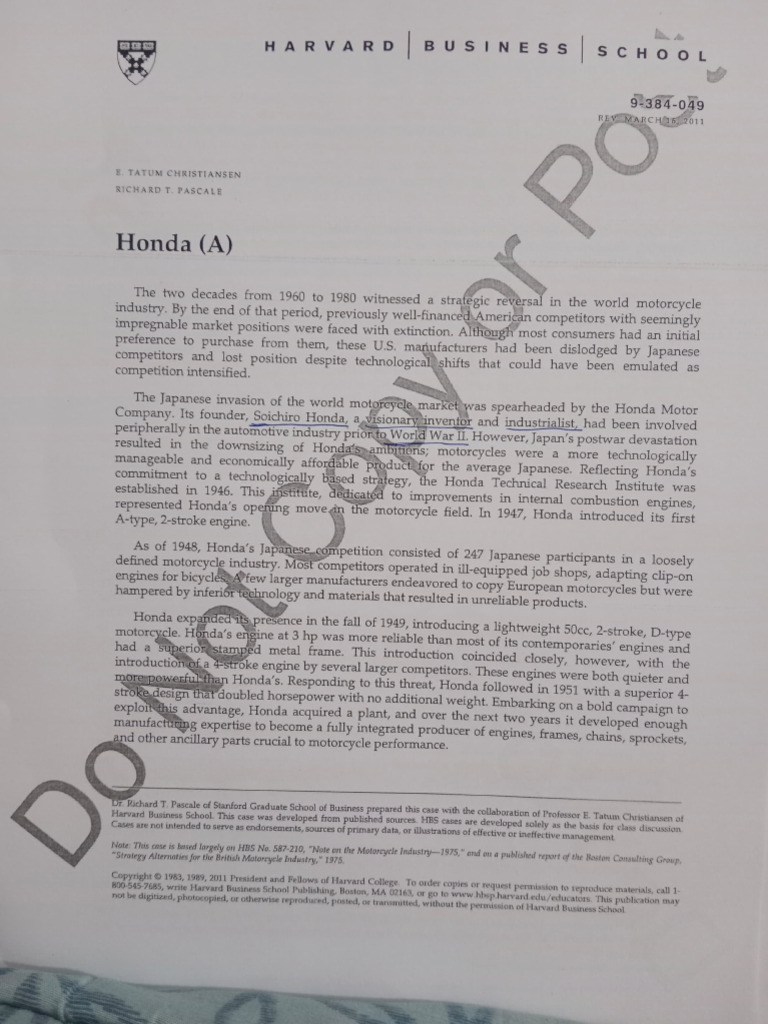 Honda Case A | PDF