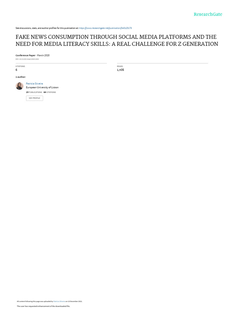 Fake News and Media Literacy for Gen Z | PDF | Social Media | Popular ...