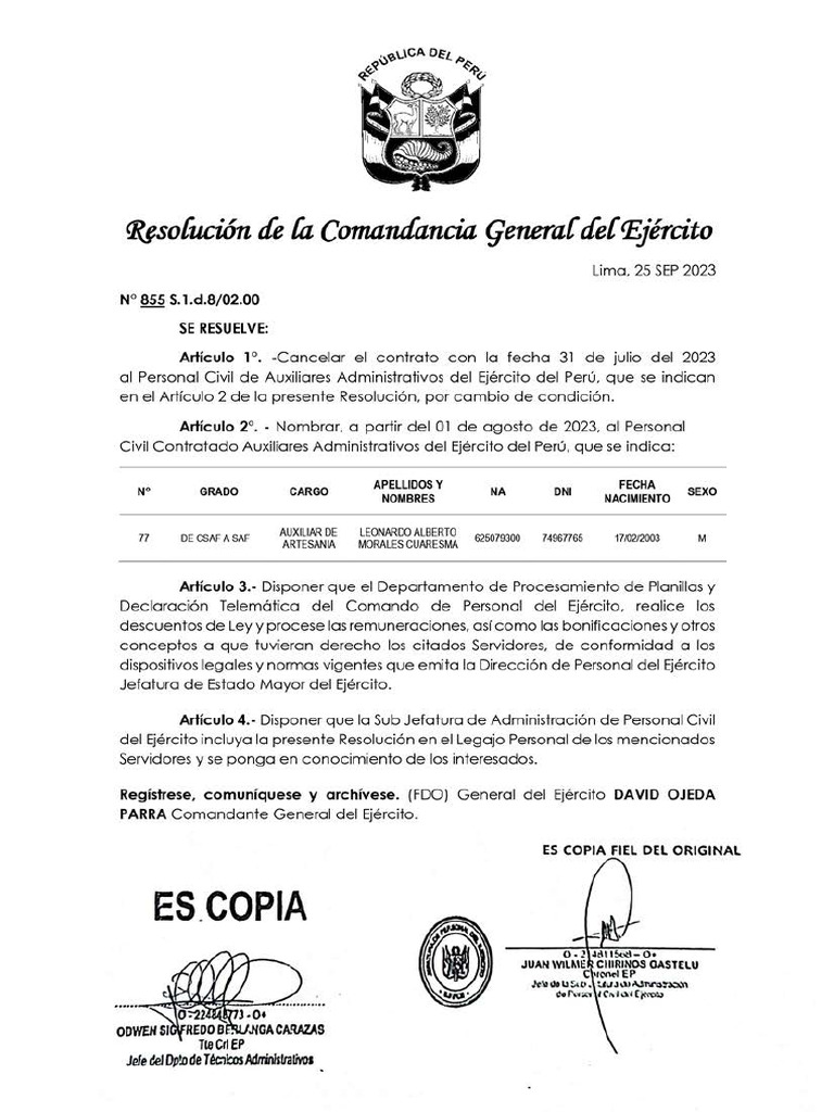 Resolución de La Comandancia General Del Ejército | PDF