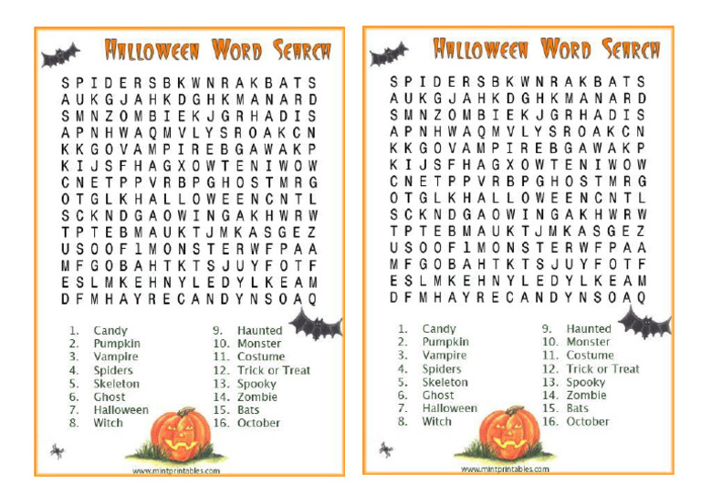 Caça Palavras Halloween 2 | PDF