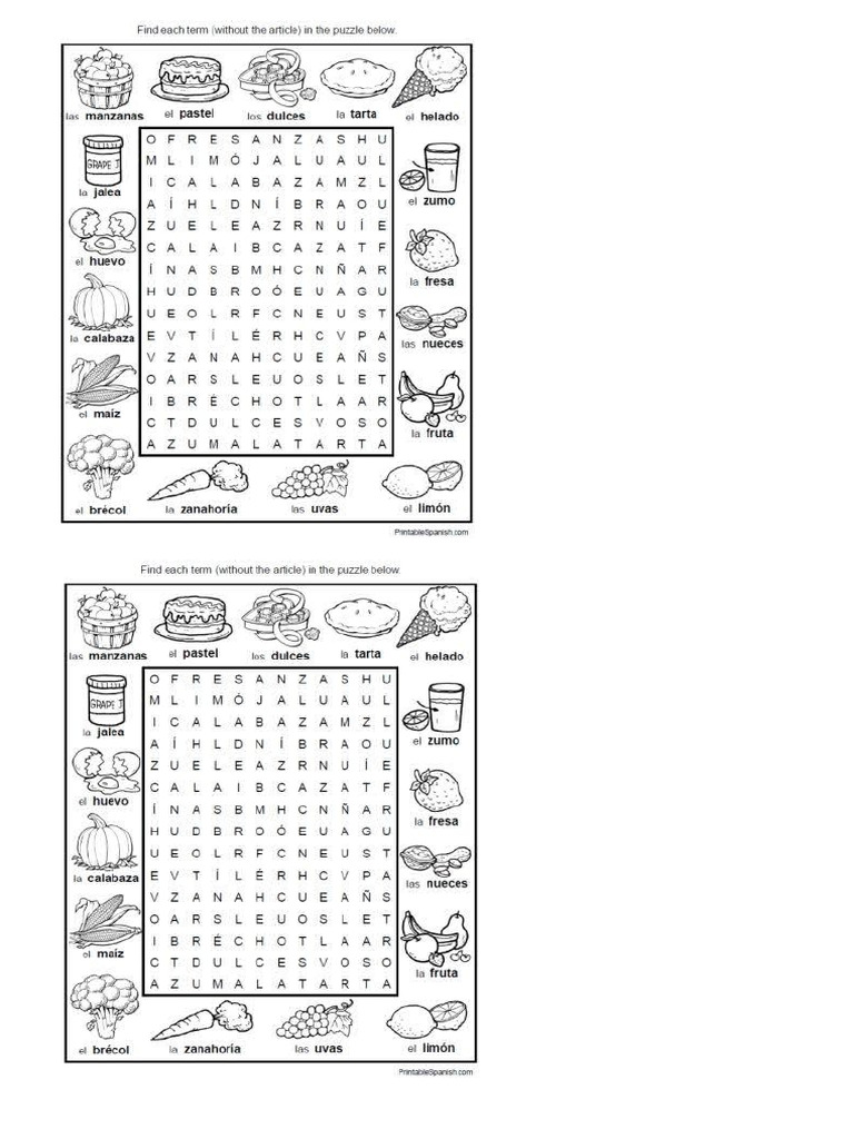 Sopa de Letras Alimentos | PDF
