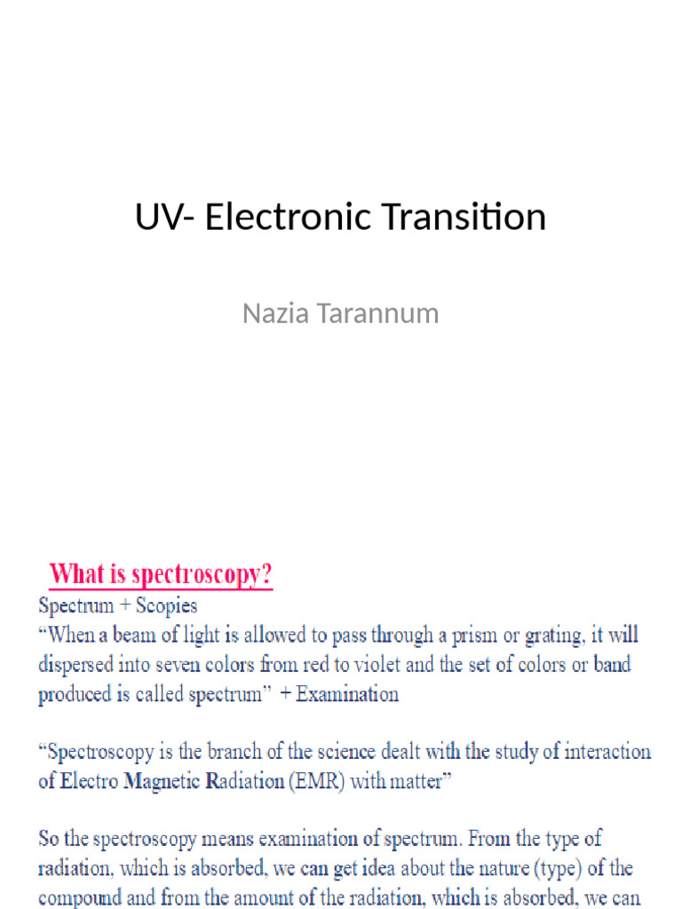 UV unit I (1) | PDF | Ultraviolet–Visible Spectroscopy | Molecular Physics