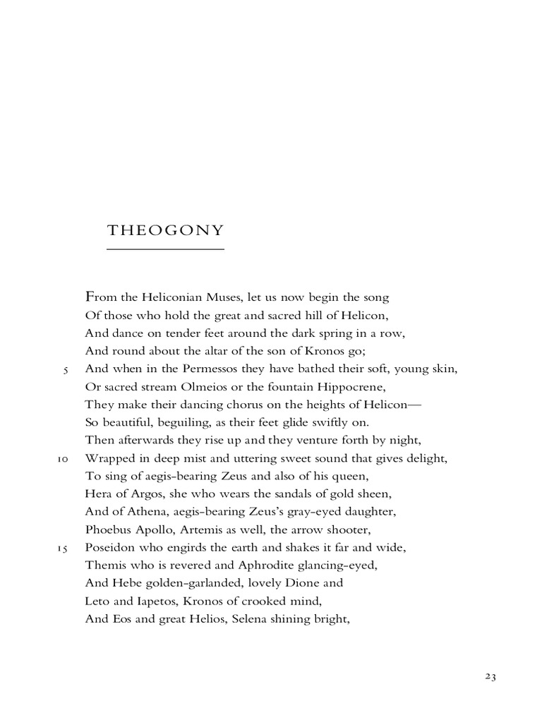 Reading - W2 - Hesiod Theogony | PDF | Zeus | Muse