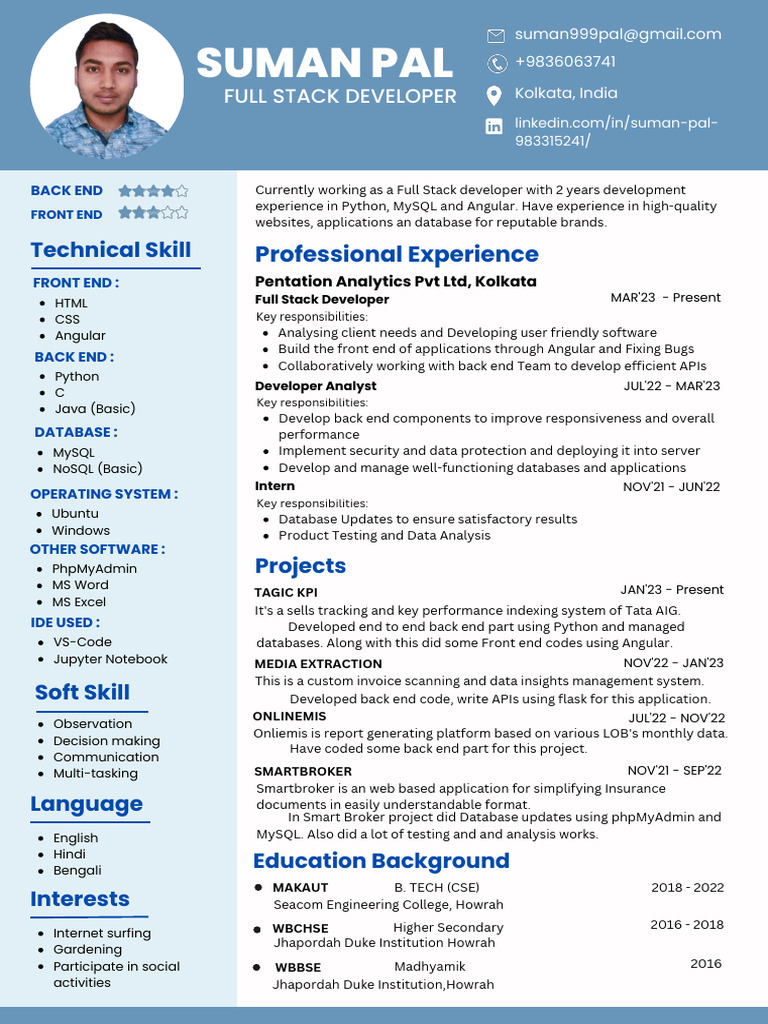 Suman_Pal_CV | PDF | Databases | My Sql Suman_Pal_CV | PDF | Databases | My Sql