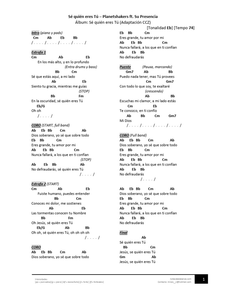 Sé Quién Eres Tú - Planetshakers | PDF