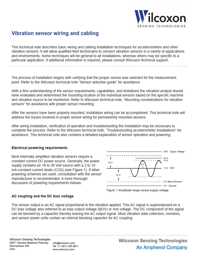 TN22 - Vibration Sensor Wiring and Cabling | PDF | Electric Motor | Power Supply