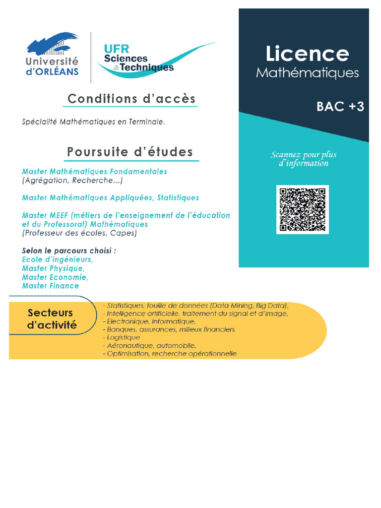 Universite Orleans Licence Mathematiques 2023 | PDF