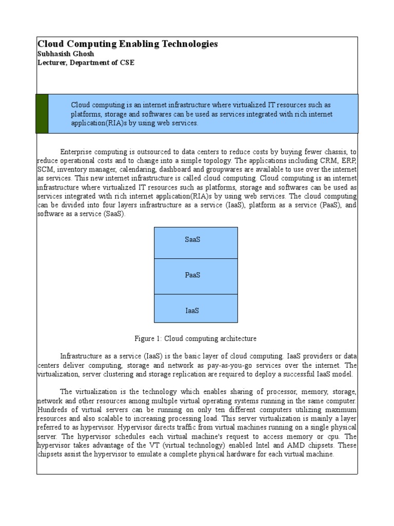 Cloud Enabling Technologies | Download Free PDF | Platform As A Service | Cloud Computing