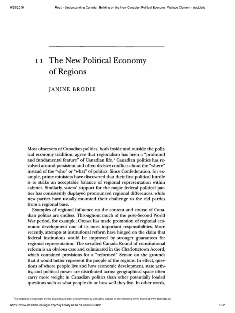 Understanding Canadian Political Economy | PDF