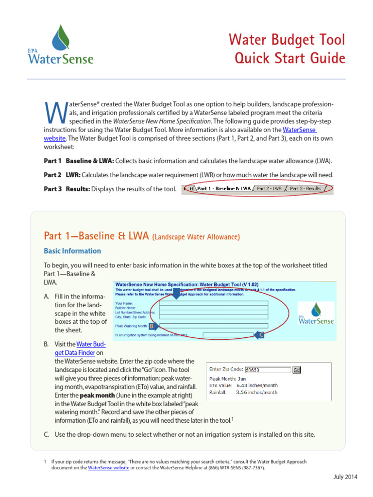 Water Budget Quick Start Final508 | PDF