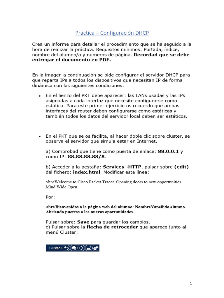 Práctica DHCP | PDF | Dirección IP | Protocolos de internet