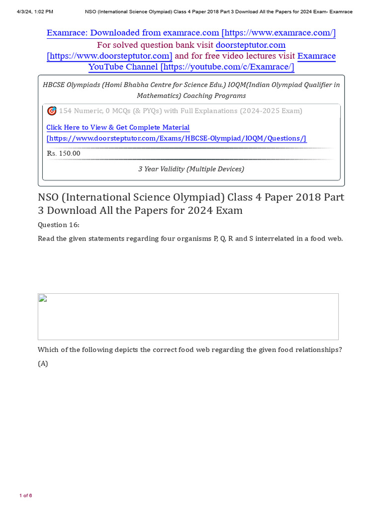 NSO-Class-4-Paper-2018-Part-3 | PDF | Solar System | Planets
