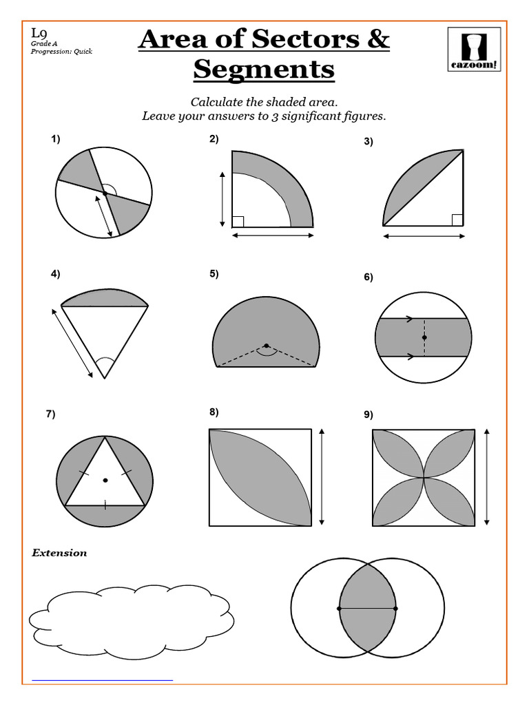 Geometry. Level 9. Circles. Area of Sectors and Segments | PDF