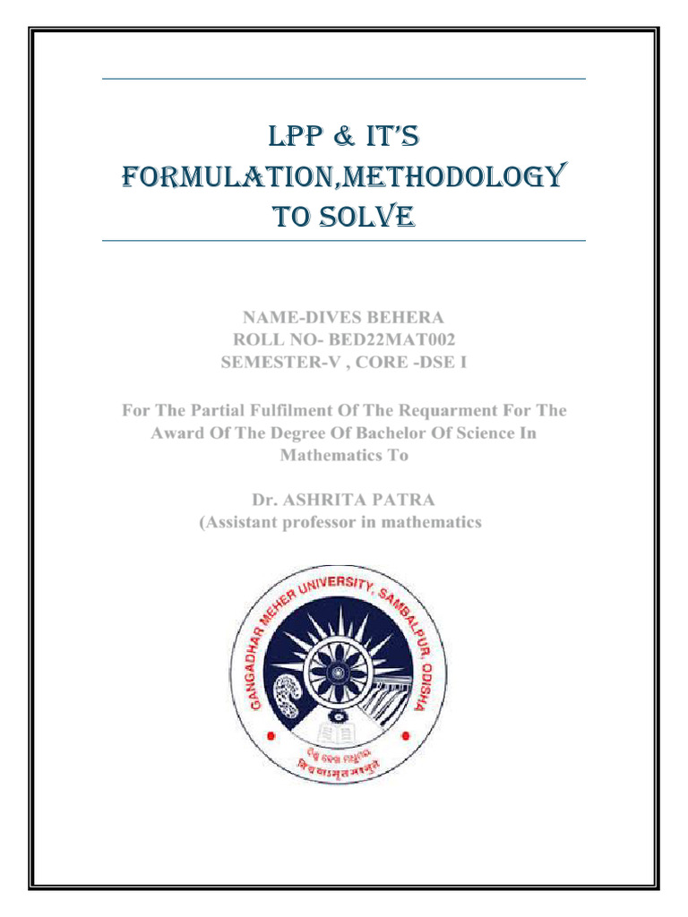 LPP Methodology Project Report | PDF