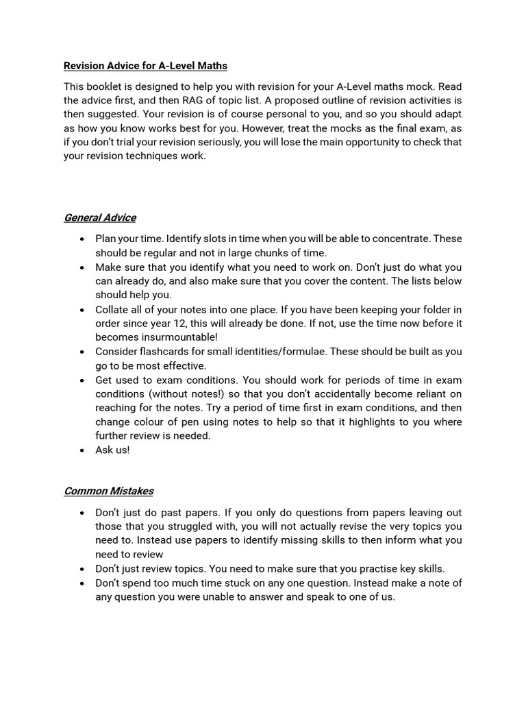 A Level Pure Revision Pdf Trigonometric Functions Equations