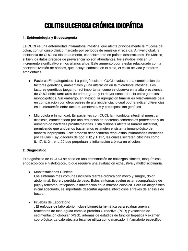 Colitis Ulcerosa: Diagnóstico y Tratamiento | PDF | Colitis ulcerosa ...