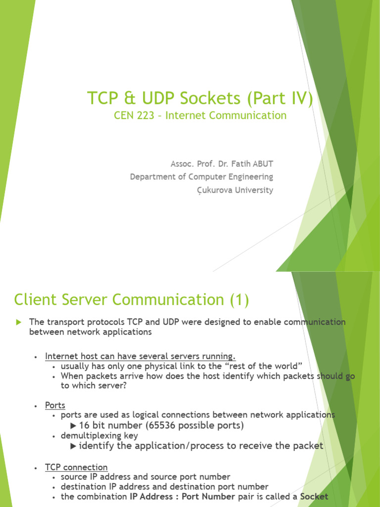 ch7-tcp-udp-sockets | PDF | Port (Computer Networking) | Internet Protocol Suite