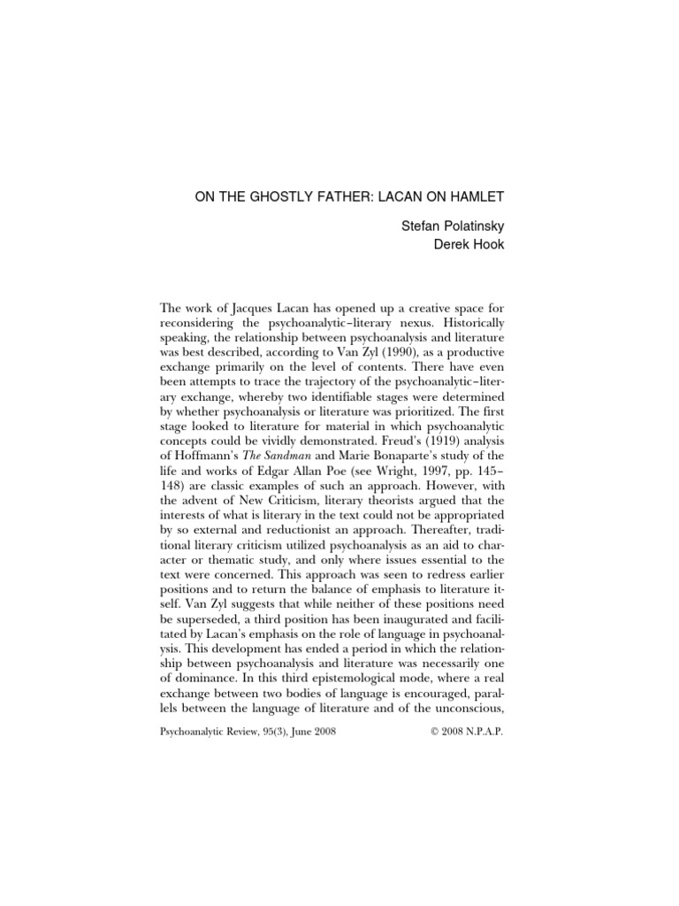On The Ghostly Father Lacan On Hamlet (Polatinsky, Stefan Hook, Derek) (Z-Library) | PDF ...