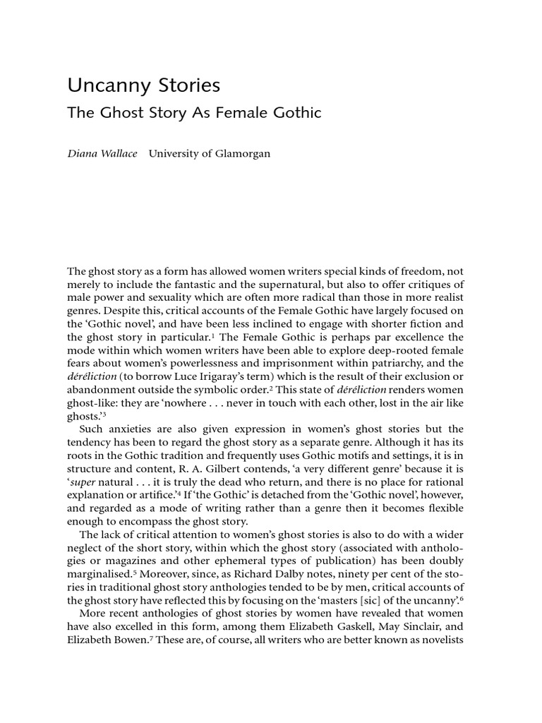 Uncanny Stories The Ghost Story As Female Gothic (Wallace, Diana) (Z ...