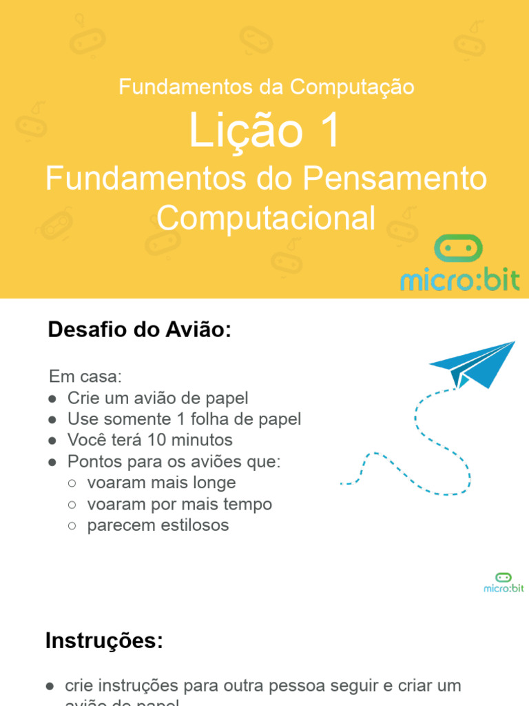 Fundamentos Do Pensamento Computacional - Aula 1 | PDF | Pensamento | Algoritmos