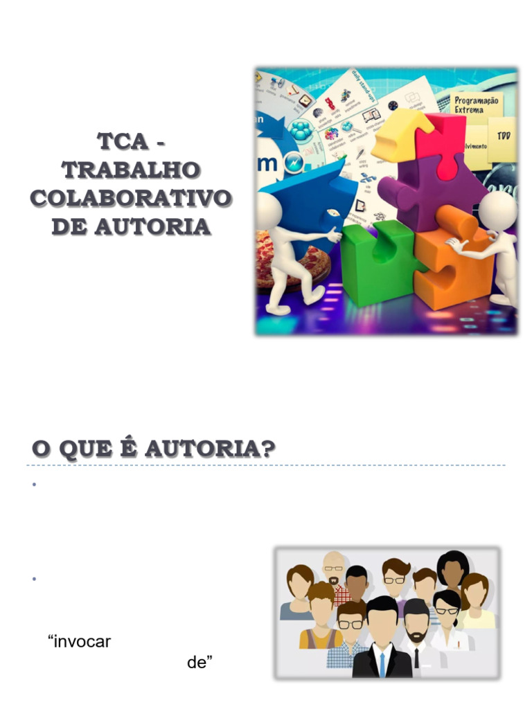 1ª AULA TCA - TRABALHO COLABORATIVO DE AUTORIA | PDF | Science | Aprendizado