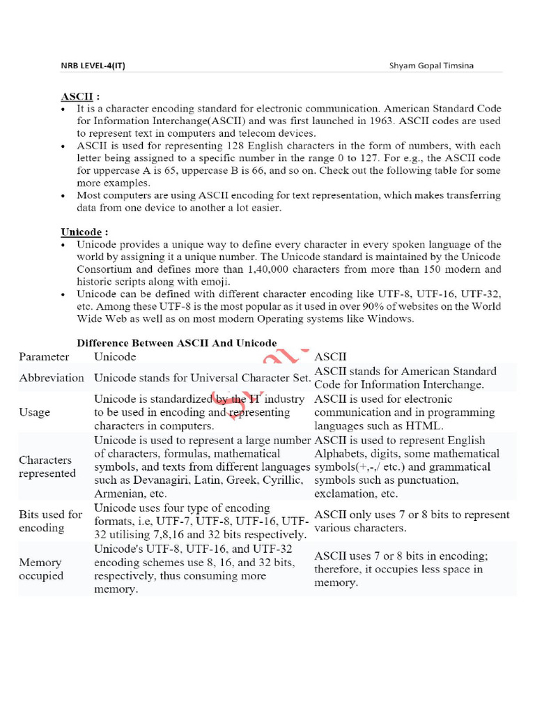 ASCII & Unicode PDF | PDF