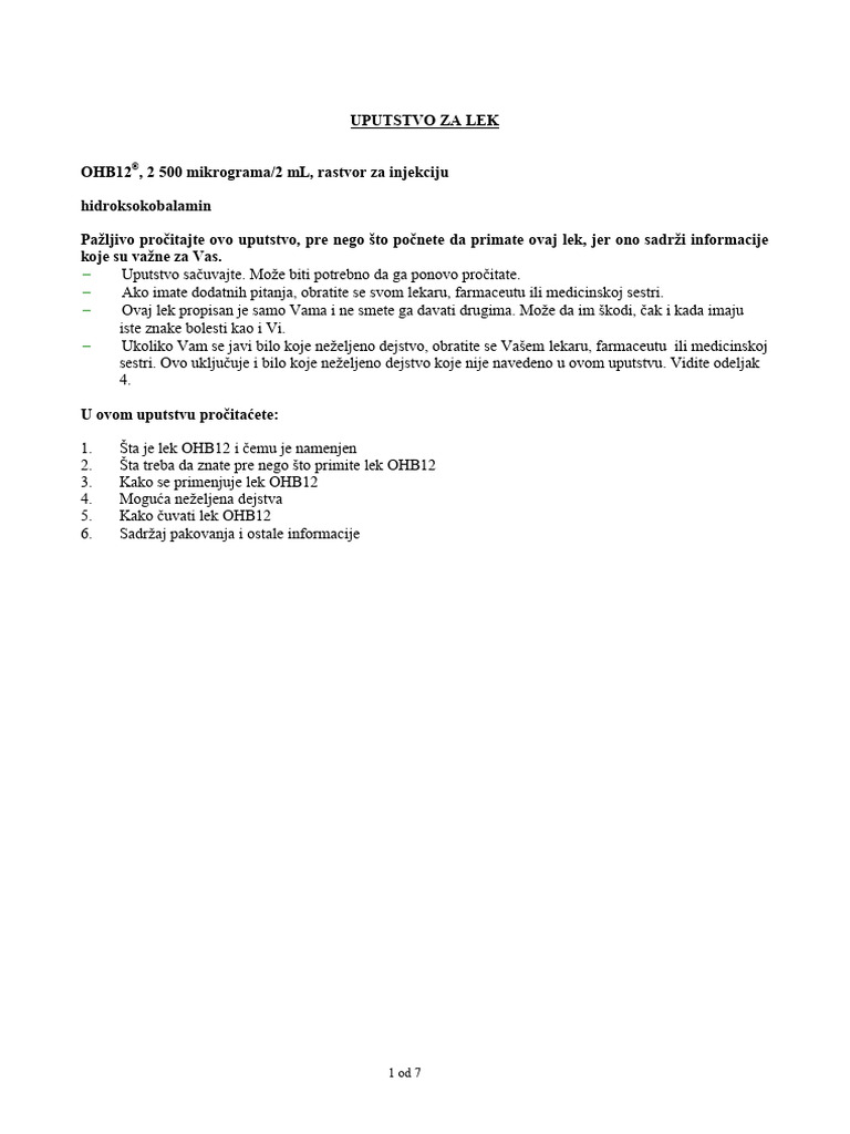 Uputstvo Za Lek | PDF