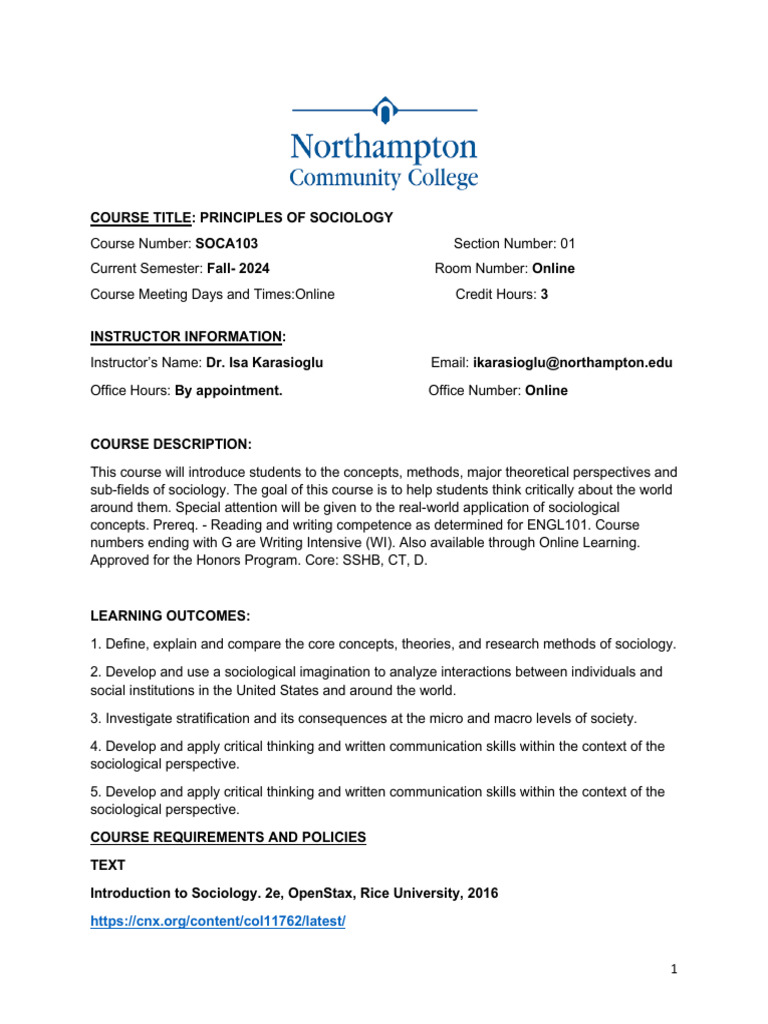 Principles of Sociology Course Syllabus | PDF | Sociology | Critical ...