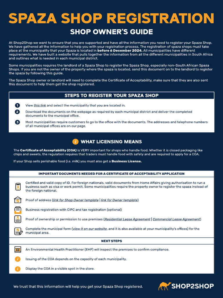 Spaza Shop Registration Shop Owners | PDF | Landlord | Lease