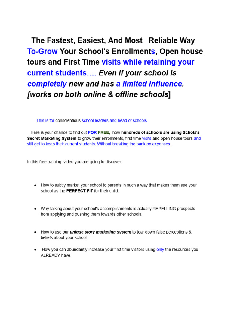 Optin Page To Watch VSL For Schola Inbound Marketing | PDF