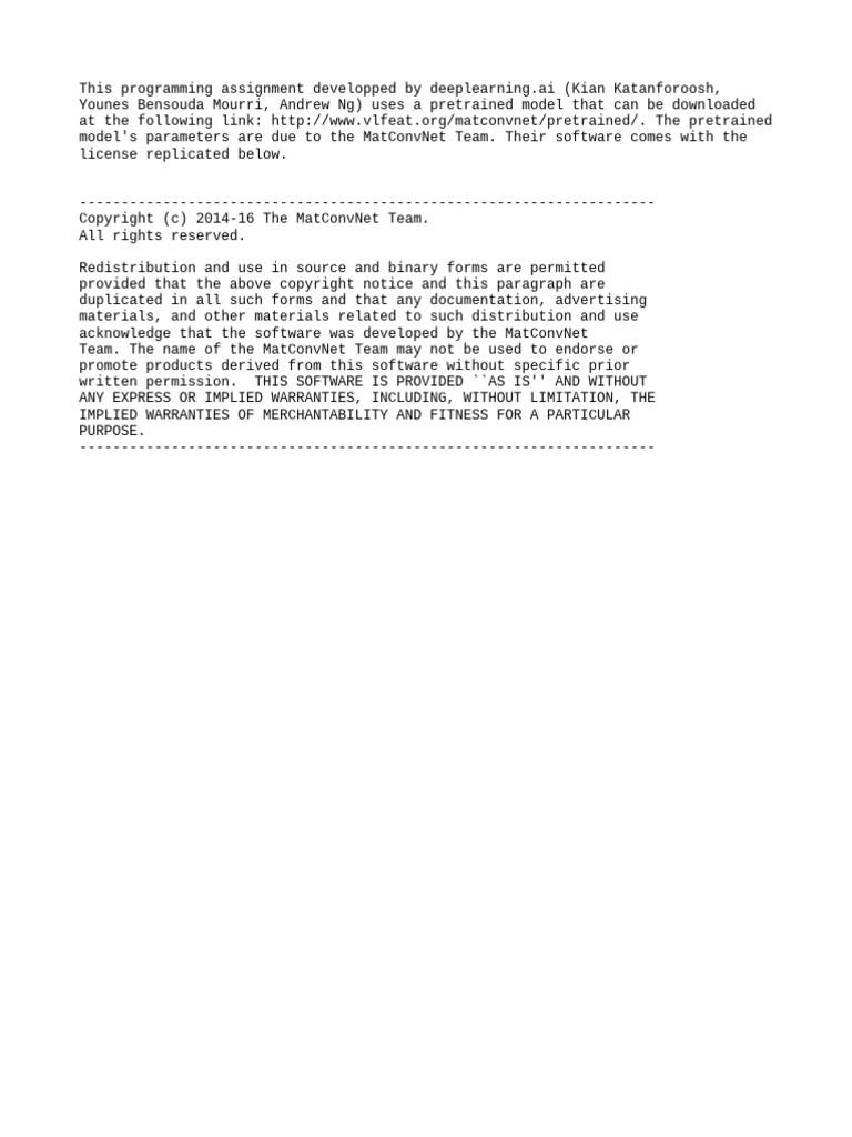 Pretrained Model LICENSE | PDF