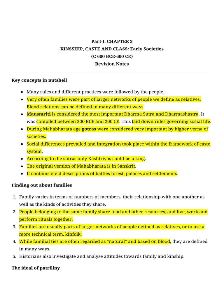 Kinship, Caste & Class | PDF | Mahabharata