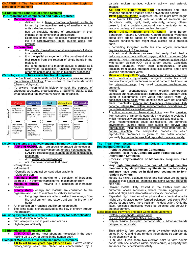 CHAPTER 1 - Biomolecules (Reviewer) | PDF | Abiogenesis | Chemical Bond